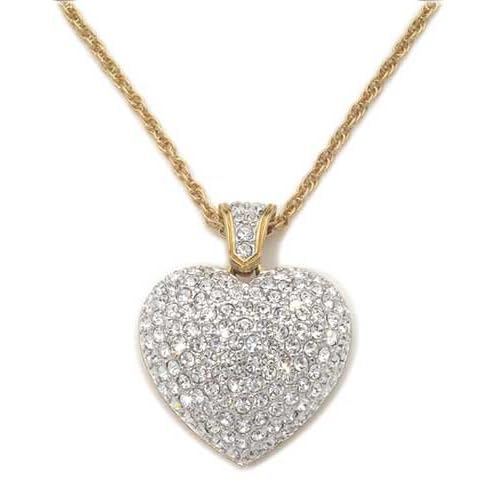 Amazon.com: Swarovski Puffed Heart Pendant, gold-plated