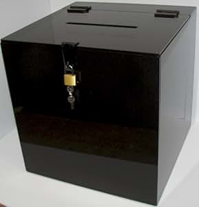 Lot of 1 - Black Acrylic Ballot Box 10" X 10" X 10": Amazon.co.uk ...