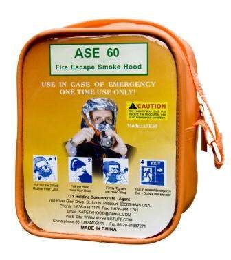 Safe Escape Smoke Fire Hood ASE60 Soft Case 60 min. | Respirators & Masks