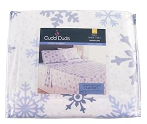 Amazon.com - Cuddle Duds Heavyweight Flannel Sheets Set, White ...
