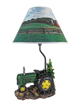 Green Farm Tractor 19 Inch Table Lamp Country - John Deere Childrens ...