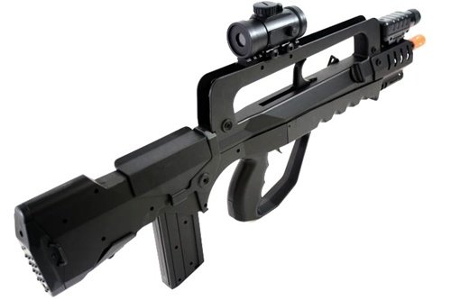 Soft Air Famas Tactical Rifle/Red Dot Scope/Silencer/Light, Black ...