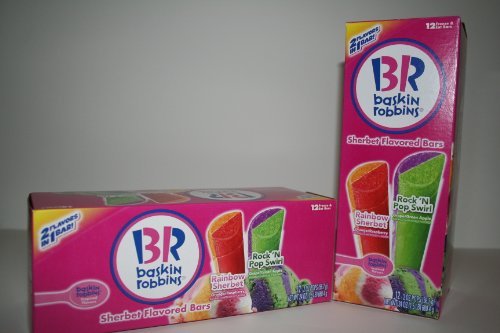 Baskin Robbins Sherbet Flavored Freezer Bars, 12 Pops (Pack of 2) Food ...