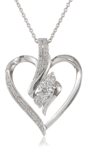 Fab Jewellery: Sterling Silver Diamond Heart Pendant Necklace (1/4 cttw ...