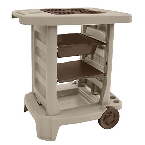 Suncast Portable Outdoor Gardening Cart with Interchangeable Shelves ...