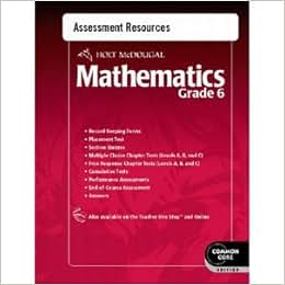 Holt McDougal Mathematics Grade 6 Assessment Resources Common Core ...