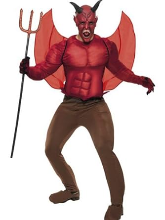 Amazon.com: Mens Red Devil Halloween Costume - Med and Large (Medium ...