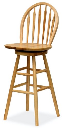 29"H Beech Finish Windsor Arrow Back Swivel Bar Stool | Cheap Bar Stools