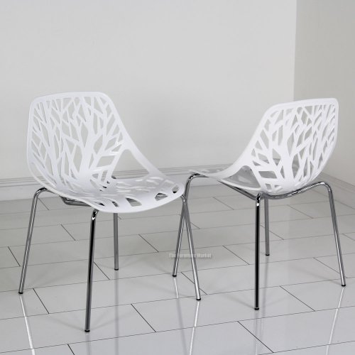 Fancierstudio Birch Sapling Plastic Accent Dining Chairs Tree Chair ...