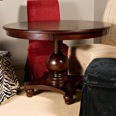 Round Dining Table with Round Ball Design Bottom in Merlot Finish ...