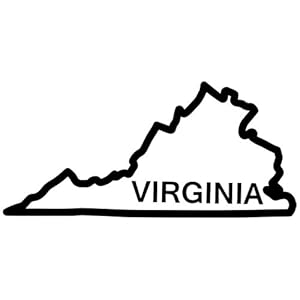 Virginia State Outline Decal Sticker (black, 8 inch) - Wall Decor ...