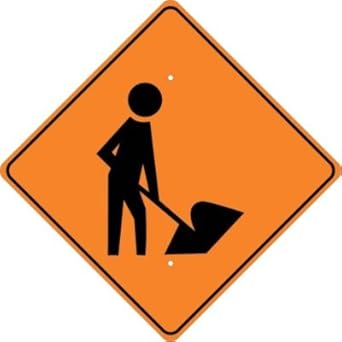 NMC TM114K Traffic Sign, Man with Shovel Graphic, 24" Length x 24 ...