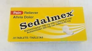 Amazon.com: Sedalmex Acetaminophen 500mg with Caffeine 65mg 20 Tablets ...