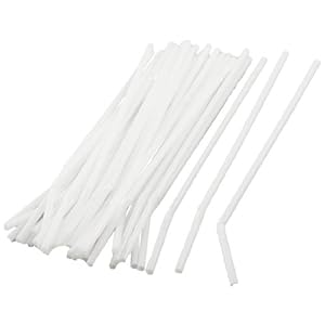 Amazon.com : 35 Pcs 8" Long White Soft Plastic Flexible Drinking Straws ...