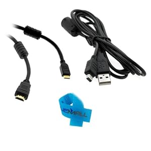 GTMax Replacement Olympus CB-USB6 Cable + Mini HDMI Cable + Cable Tie ...