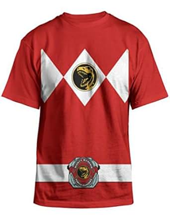 Amazon.com: Power Rangers Red Ranger Uniform Mens Costume T-Shirt Small ...