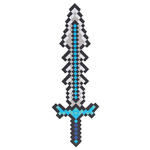 8 Bit Pixelated Foam Blue Cyber Ice Sword Toy 30" Toys Games Toys Weapons