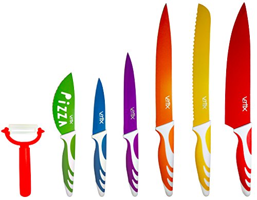 Buy Vertix 7 Piece Kitchen Knife Set - Color Coded Kitchen Knives with ...