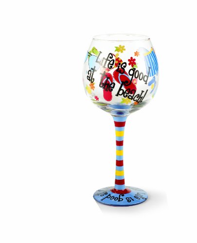 Life is Good at The Beach Wine Glass - FindGift.com
