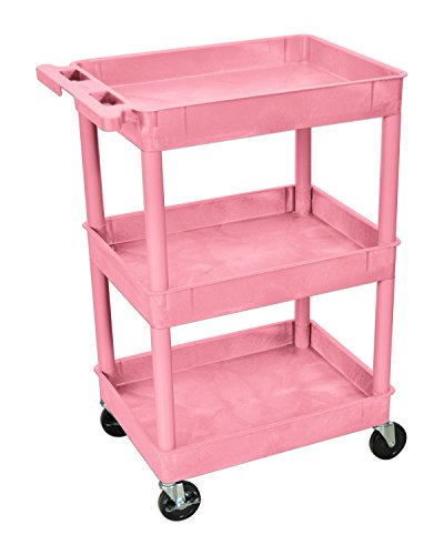 Luxor PKSTC111 Home Office Utility Tub Cart 3 Shelves Pink Business ...