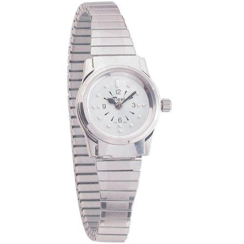 Best Buy Ladies Chrome Quartz Braille Watch with Chrome Expansion Band ...