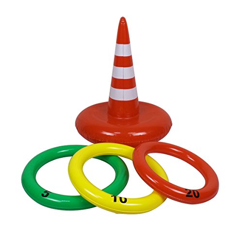 Inflatable Traffic Cone Ring Toss Game, 20" Tall Sporting Goods Outdoor ...