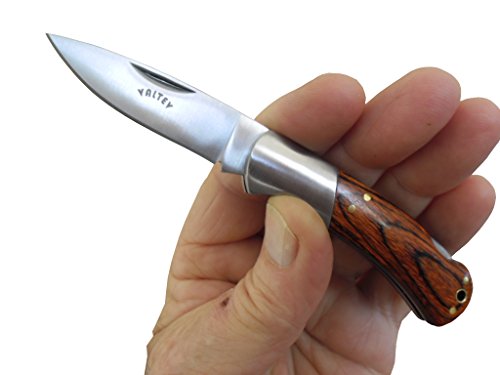 Valtev Small Pocket Knife, Polished Wood Inlay Handle, Quality ...