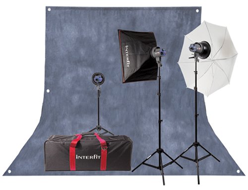 Interfit INT183 EX150Mark2 3-Head Kit with Stands, Umbrella, and ...