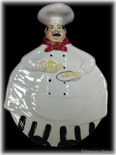Set 4 Fat French Chef Plates Spoon Rests Kitchen Decor | kitchen wall ...