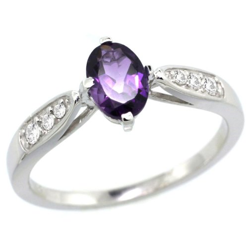# Cheap 14k White Gold Amethyst Engagement Ring 0.85 Carats Oval Cut ...