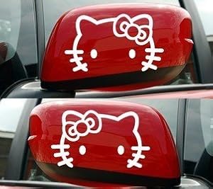Amazon.com: Hello Kitty Bow/Whiskers Decals White Color Outline One ...