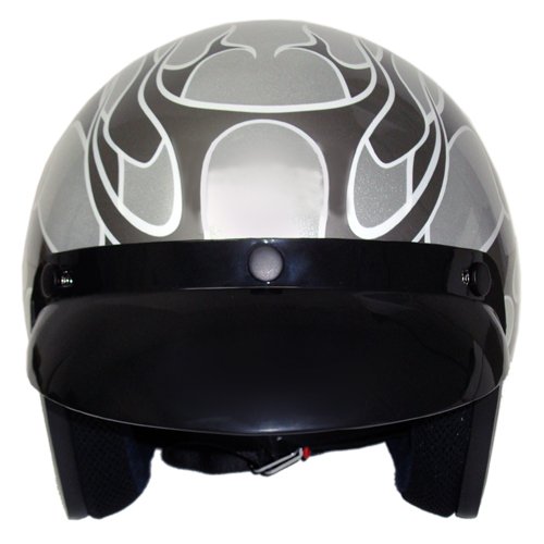 Купить Motorcycle 3/4 Open Face Helmet Snap On Visor Street Cafe Racer ...