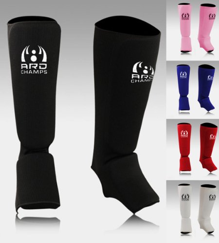 Elasticated Shin Instep Pads Shin Guards Martial Art Boxing Spar ...
