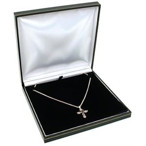 Amazon.com - Black Leather Necklace Gift Box Jewelry Display Case ...