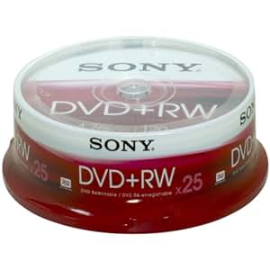 Amazon.com: SONY DVD+RW 4.7Gb 4x Spindle 25 rewritable sony dvdrw blank ...