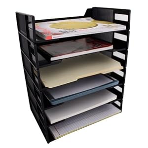 Amazon.com : Set of 6 Stackable Filing Trays Inbox Mail Black : Office ...