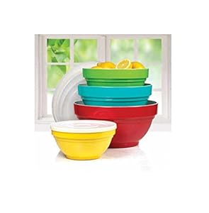 Amazon.com | 4 Piece Melamine Bowl Set With Lids - 4 Sizes: Mixing ...
