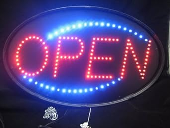 Amazon.com: Open LED Sign With Flashing Animation (Red & Blue) 6 ...