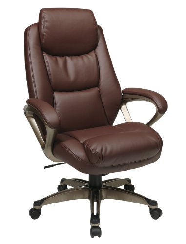 Work Smart Executive Eco Leather Chair with Coil Spring Seat, Padded ...