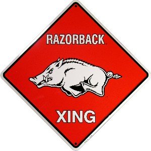 Amazon.com : Arkansas Razorback Crossing Sign Metal Embossed 12 x 12 ...