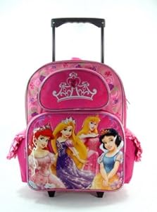 Amazon.com: Full Size Pink Disney Princess Rolling Backpack - Girls ...