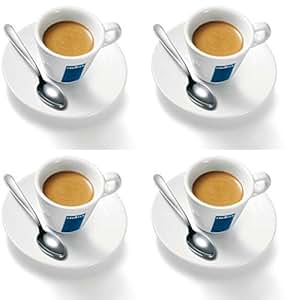 4 x Lavazza Espresso Cups and Saucers with Spoons: Amazon.co.uk ...