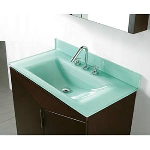 36" Tempered Glass Vanity Top with Integrated Sink Top Finish ...