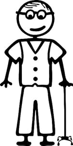 Amazon.com: STICK FAMILY MAN GRANDPA WITH WALKING STICK STICKER 5" TALL ...