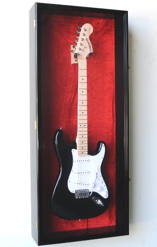 Guitar Fender Display Case Cabinet Wall Rack w/ UV Protection- Lockable