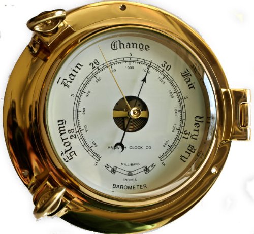 Brass Barometer 9" Porthole Royal Mariner Weather Station Moore Clocks ...