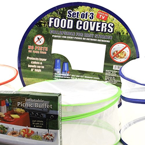Mesh Food Cover Set & Inflatable Picnic Buffet Server - Tabletop Cooler ...