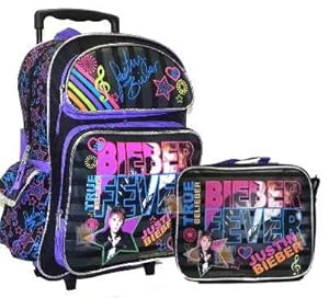 Amazon.com: Justin Bieber Rolling Backpack and Justin Bieber Lunch bag ...