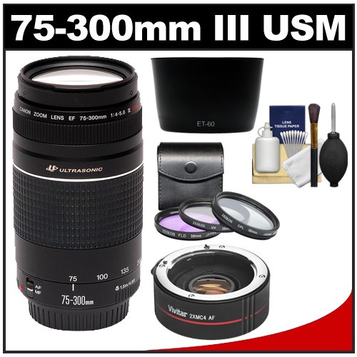 Canon EF 75-300mm f/4-5.6 III USM Zoom Lens with 2x Teleconverter (=75 ...