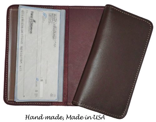 Brown 100% Genuine Leather Checkbook Cover Wallet for Duplicate Checks ...